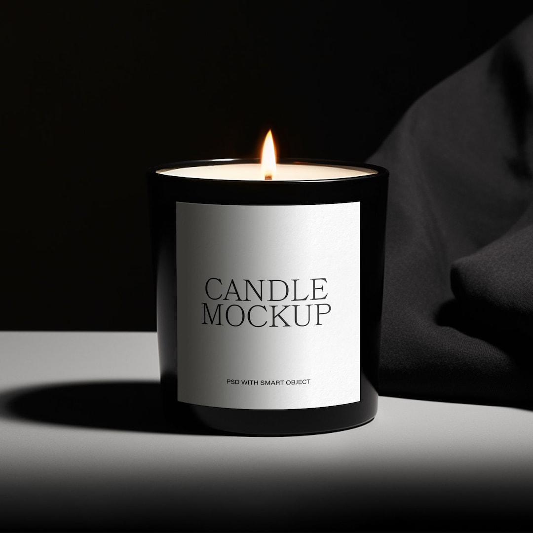 Black Candle Label Mockup, Scented Candle Mockup, Candle Mockup PSD, Mock up Candle, Luxury ...