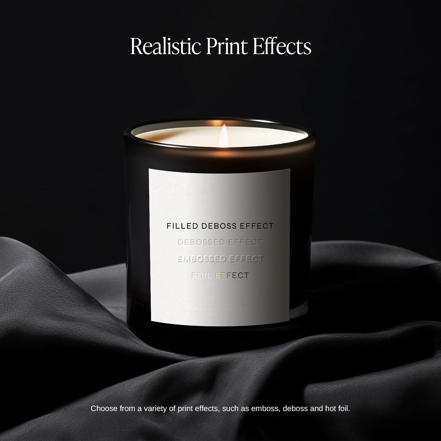 Luxury Black Candle Jar Mockup, Scented Luxe Candle Mockup, Mock up Candle, Black Glass Candle ...