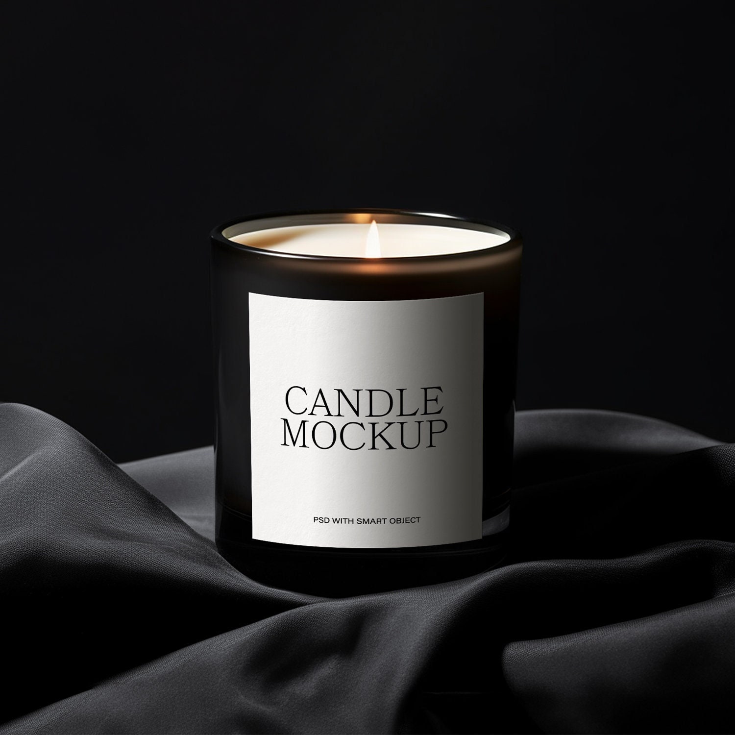 Luxury Black Candle Jar Mockup, Scented Luxe Candle Mockup, Mock up Candle, Black Glass Candle ...