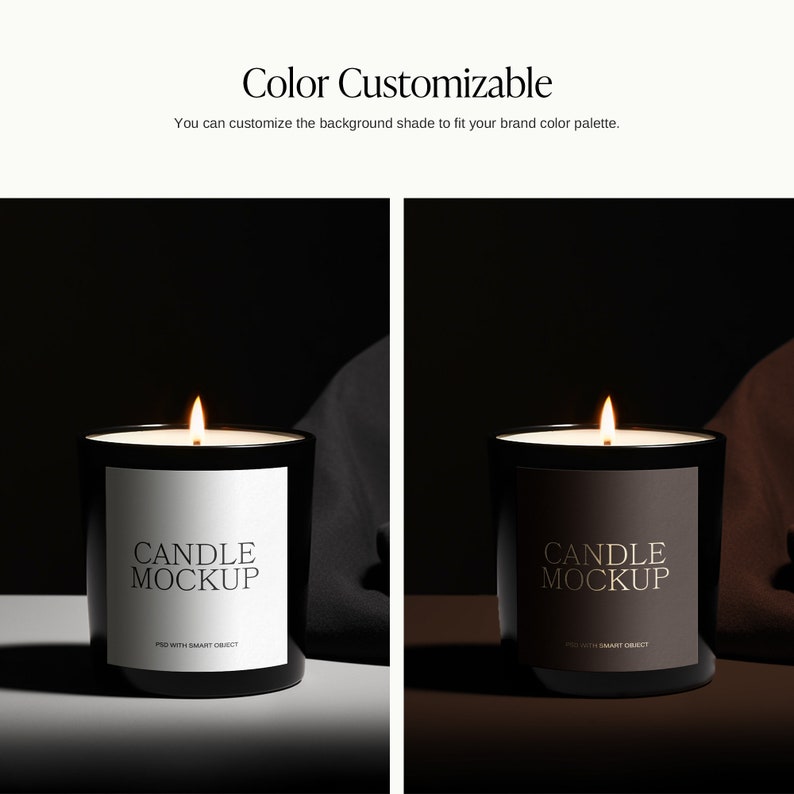 Black Candle Label Mockup, Scented Candle Mockup, Candle Mockup PSD, Mock up Candle, Luxury ...