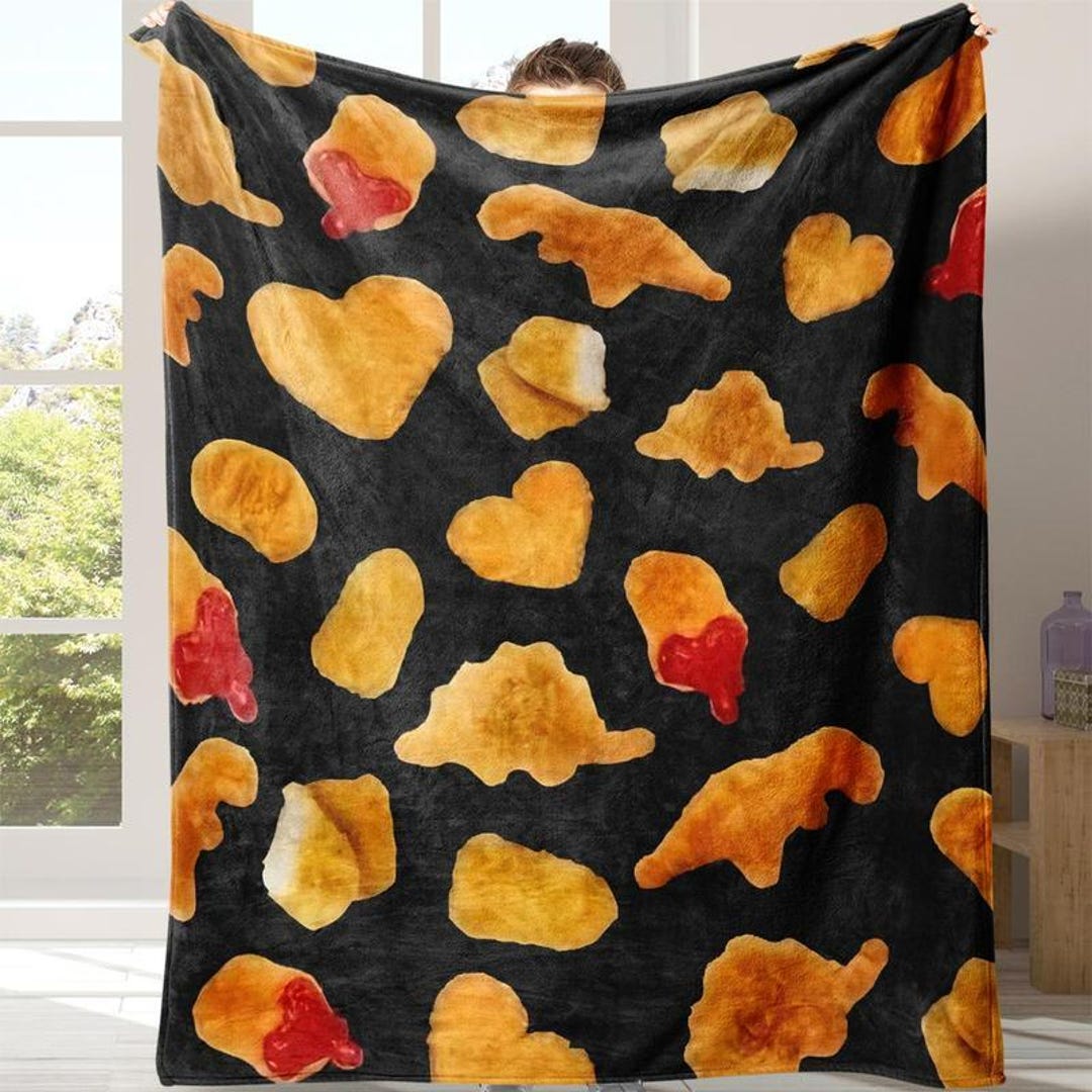Chicken Nugget Pattern Cozy Blanket, Soft Comfortable Napping Throw ...