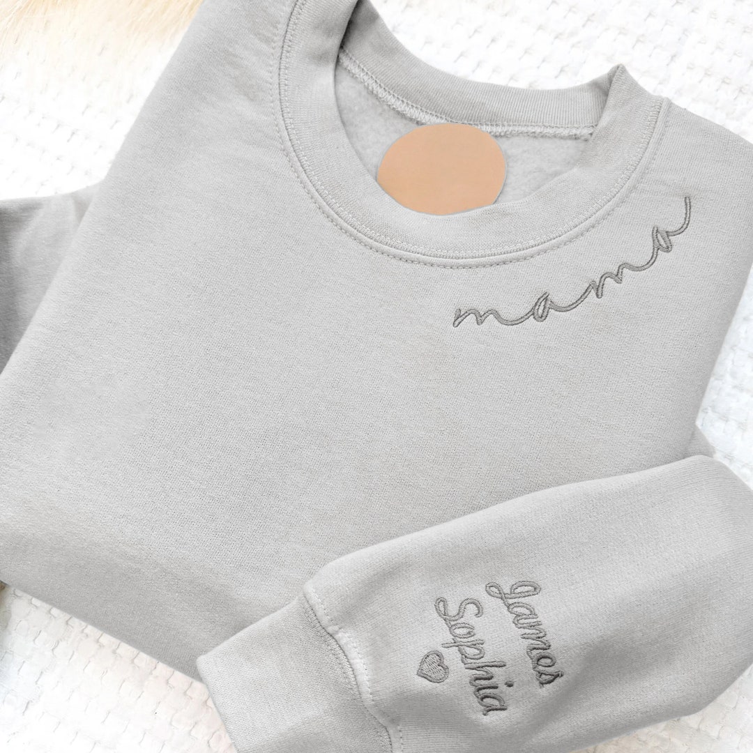 Customize Mama Embroidered Sweatshirt Mama Sweater With Kid Name Mama ...