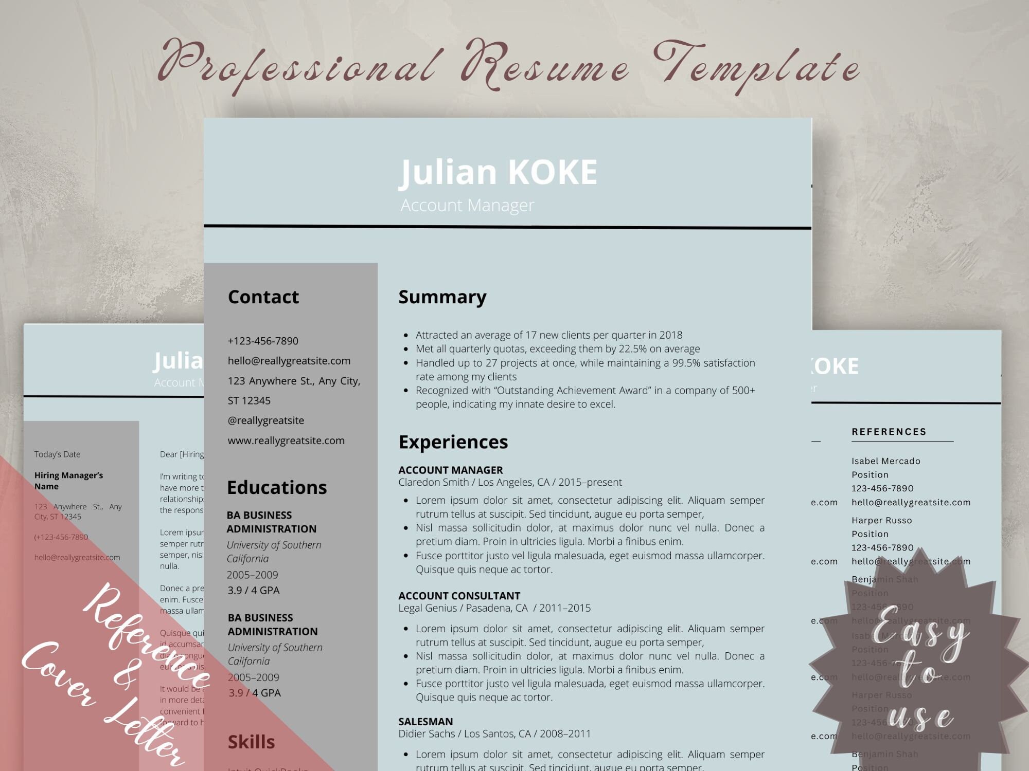Resume Template Excel
