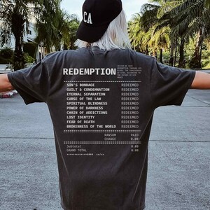 Redeemed Tee Shirt Christian Receipt Shirt Bible Scripture T-shirt ...