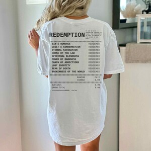 Redeemed Tee Shirt Christian Receipt Shirt Bible Scripture T-shirt ...