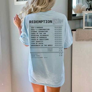 Redeemed Tee Shirt Christian Receipt Shirt Ephesians 1 7 Bible ...