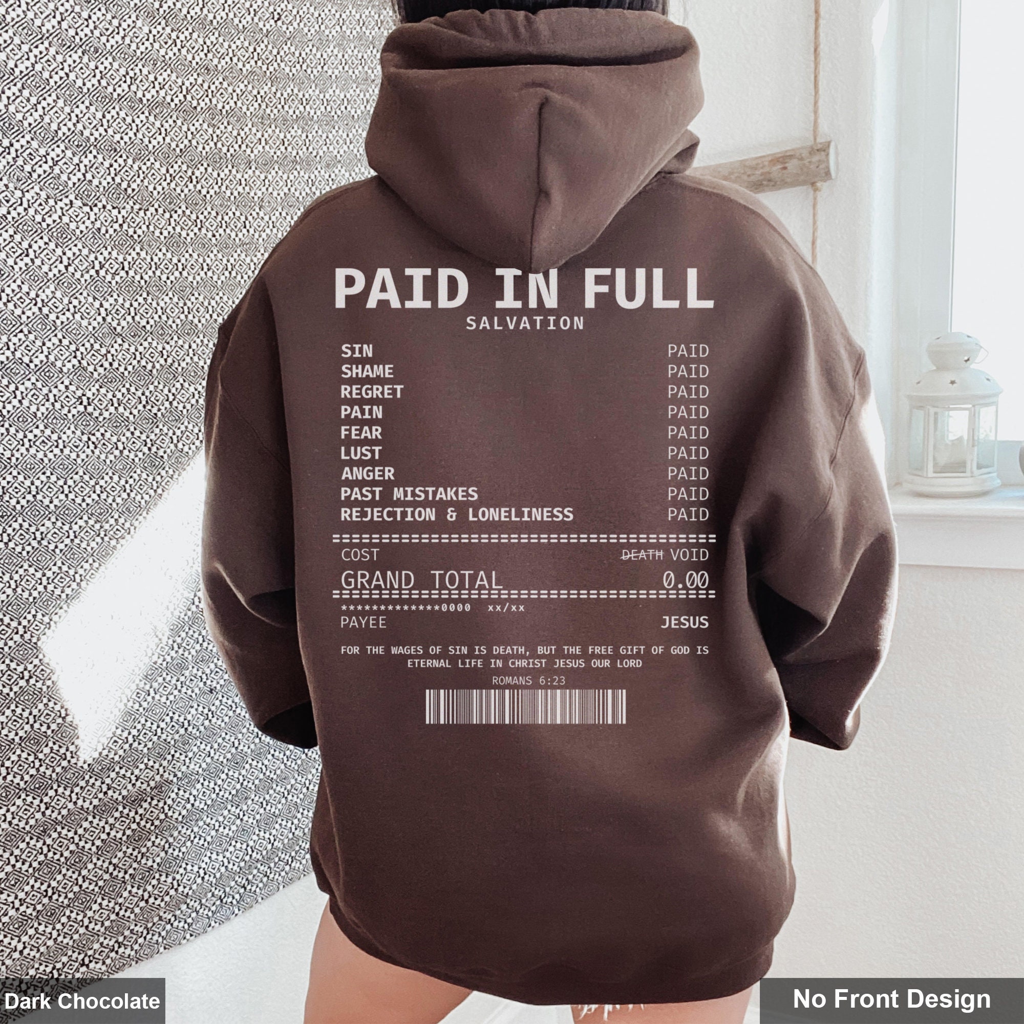 Paid in Full Hoodie Receipt Hoodie Bible Verse Hoodie Trendy Christian ...
