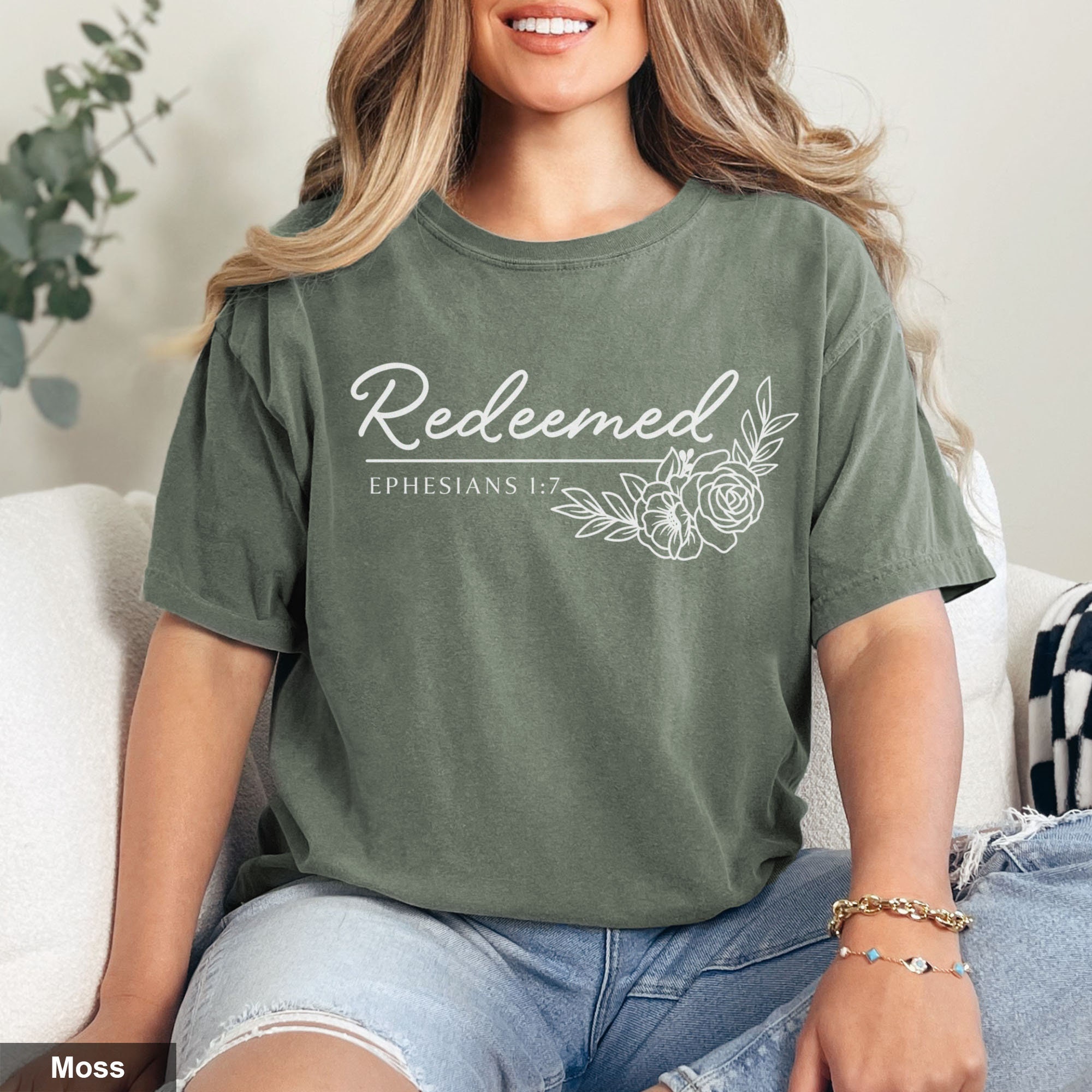 Redeemed Tshirt Ephesians 1:7 T-shirt Worship Shirt Bible Verse Clothes ...