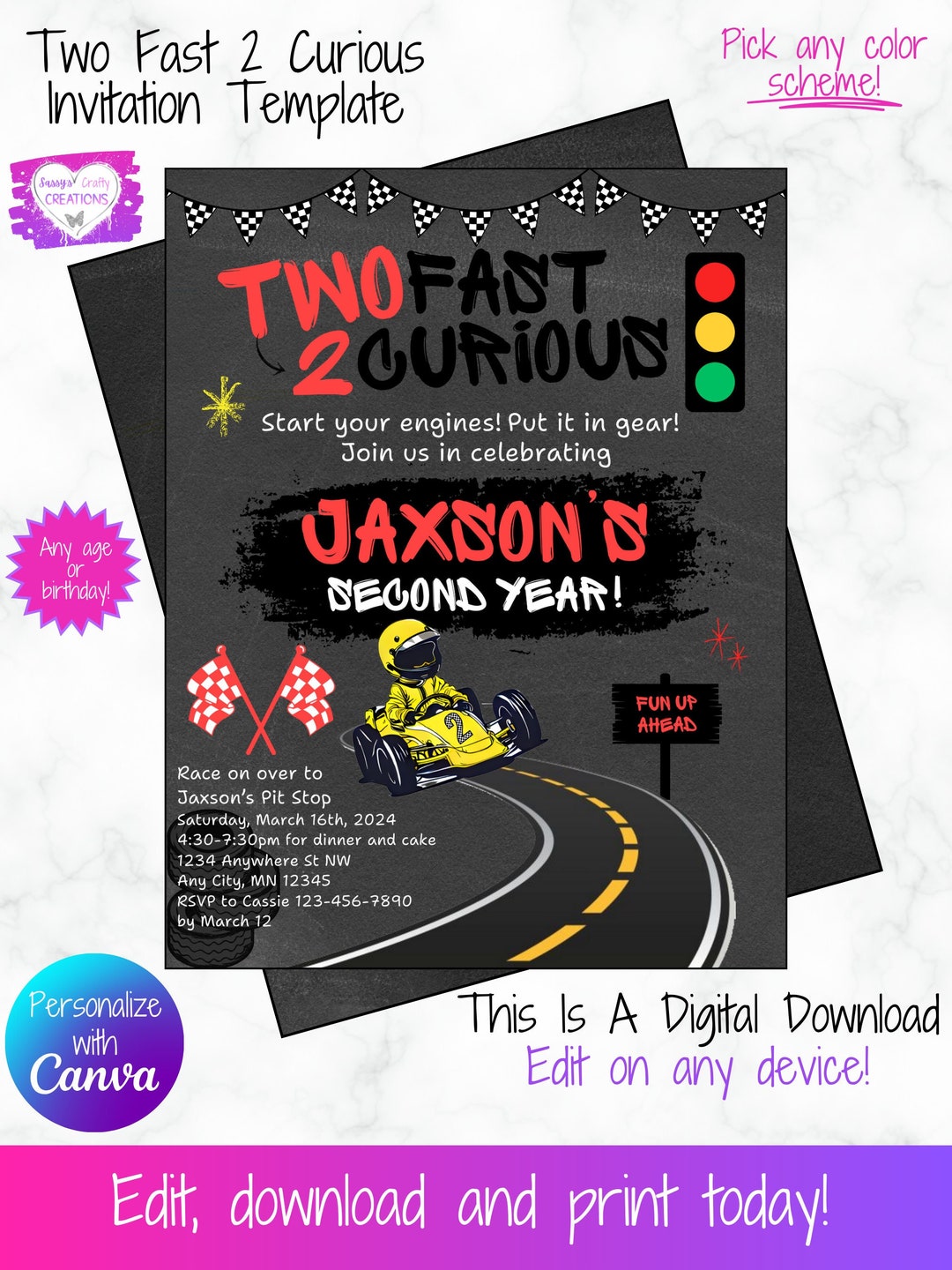 Two Fast 2 Curious Birthday Invitation - Etsy