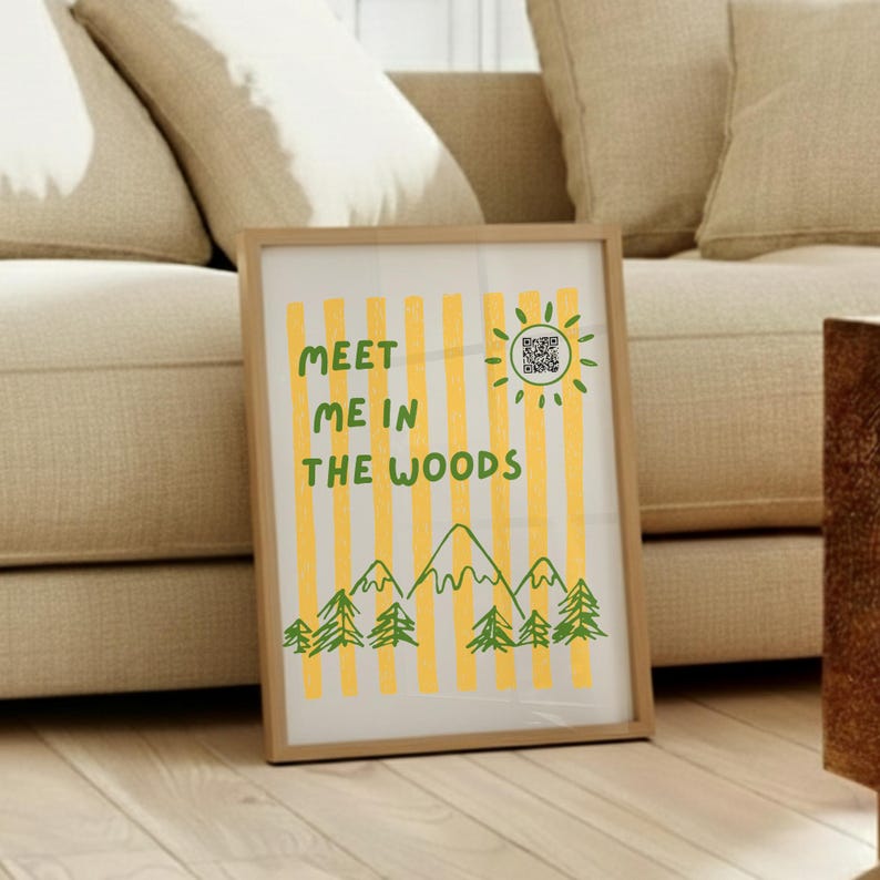 Custom Music QR Code Art Nature Mountain Scene Song Poster Template ...