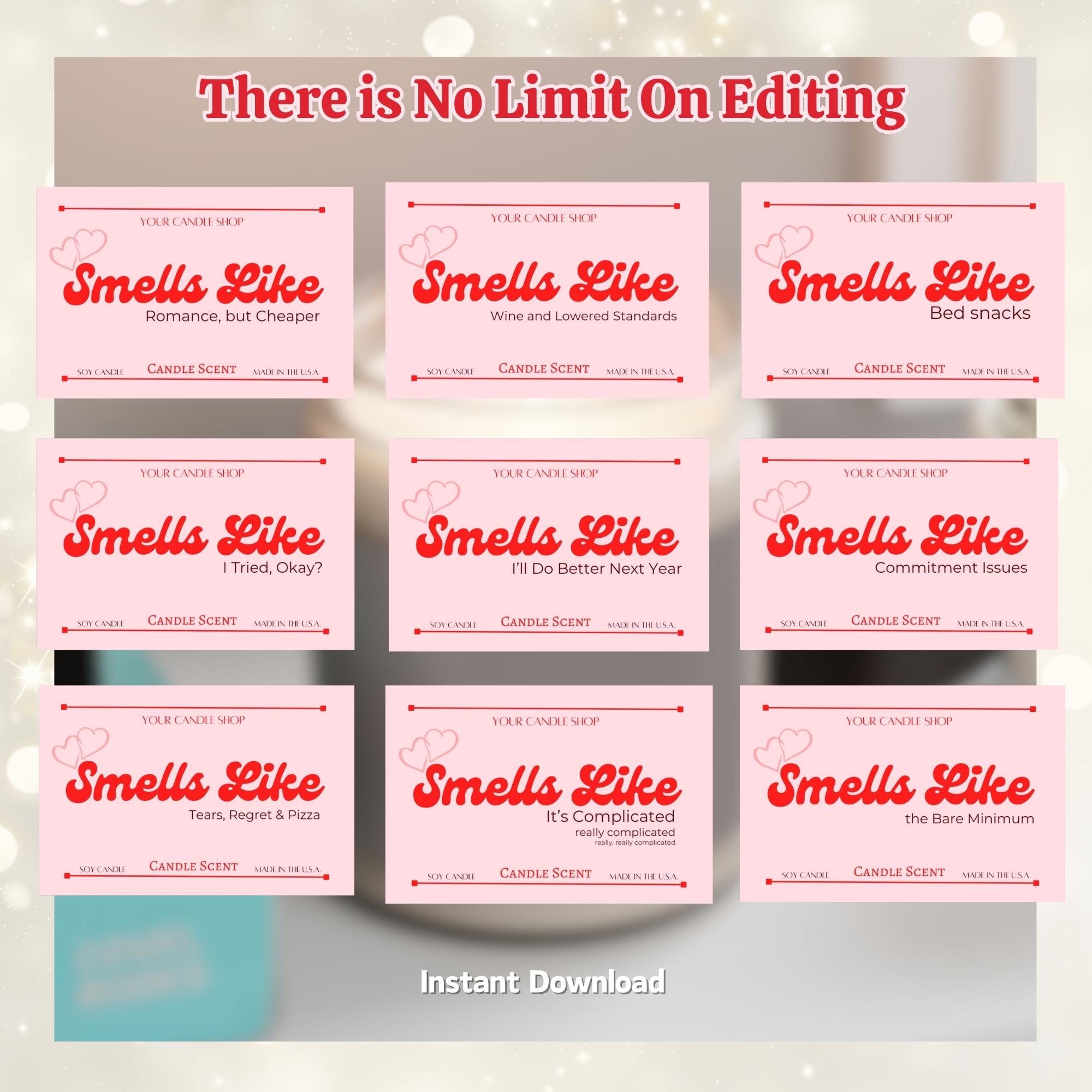 Editable Funny Pink Candle Label Templates | Sarcastic Canva Designs ...