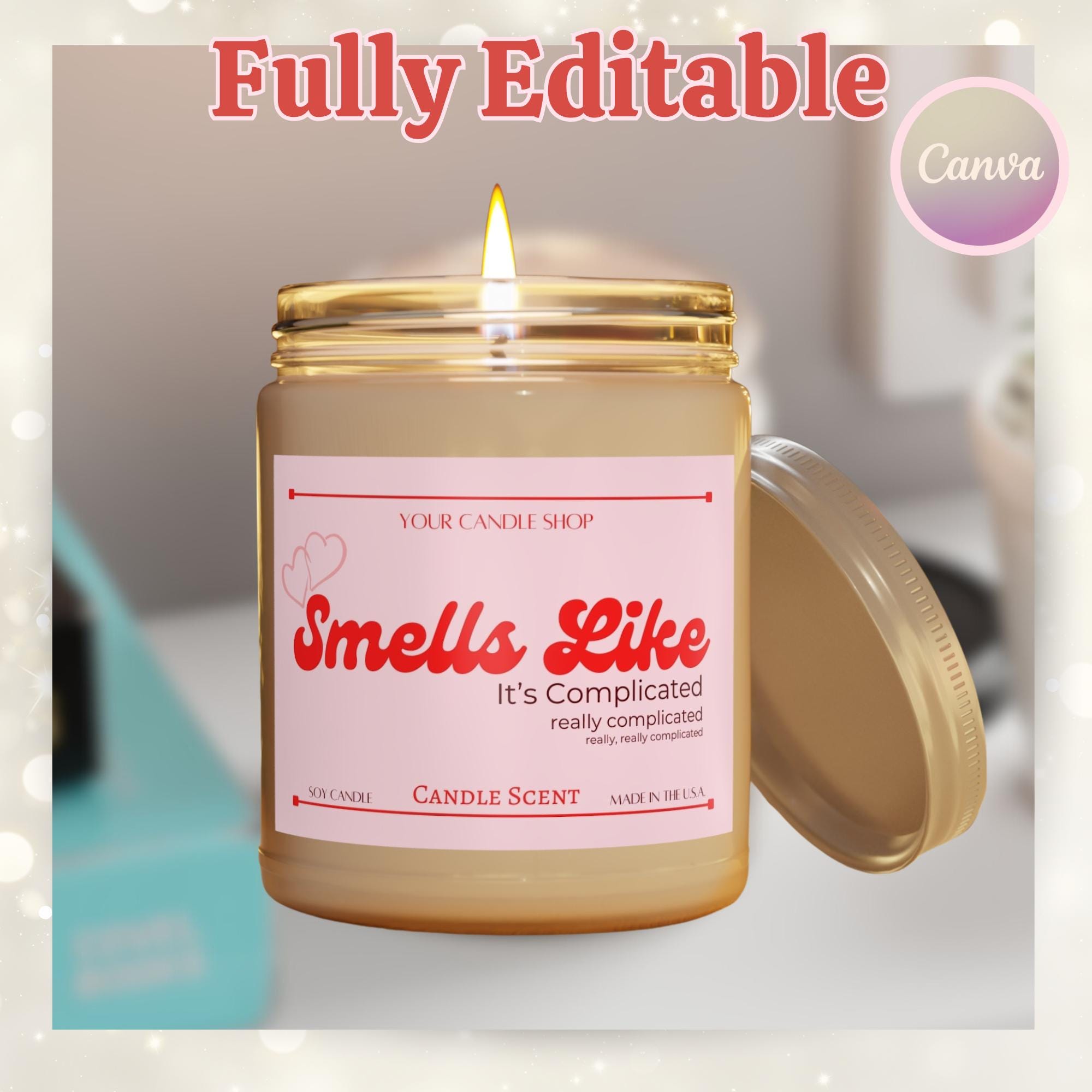 Editable Funny Pink Candle Label Templates | Sarcastic Canva Designs ...