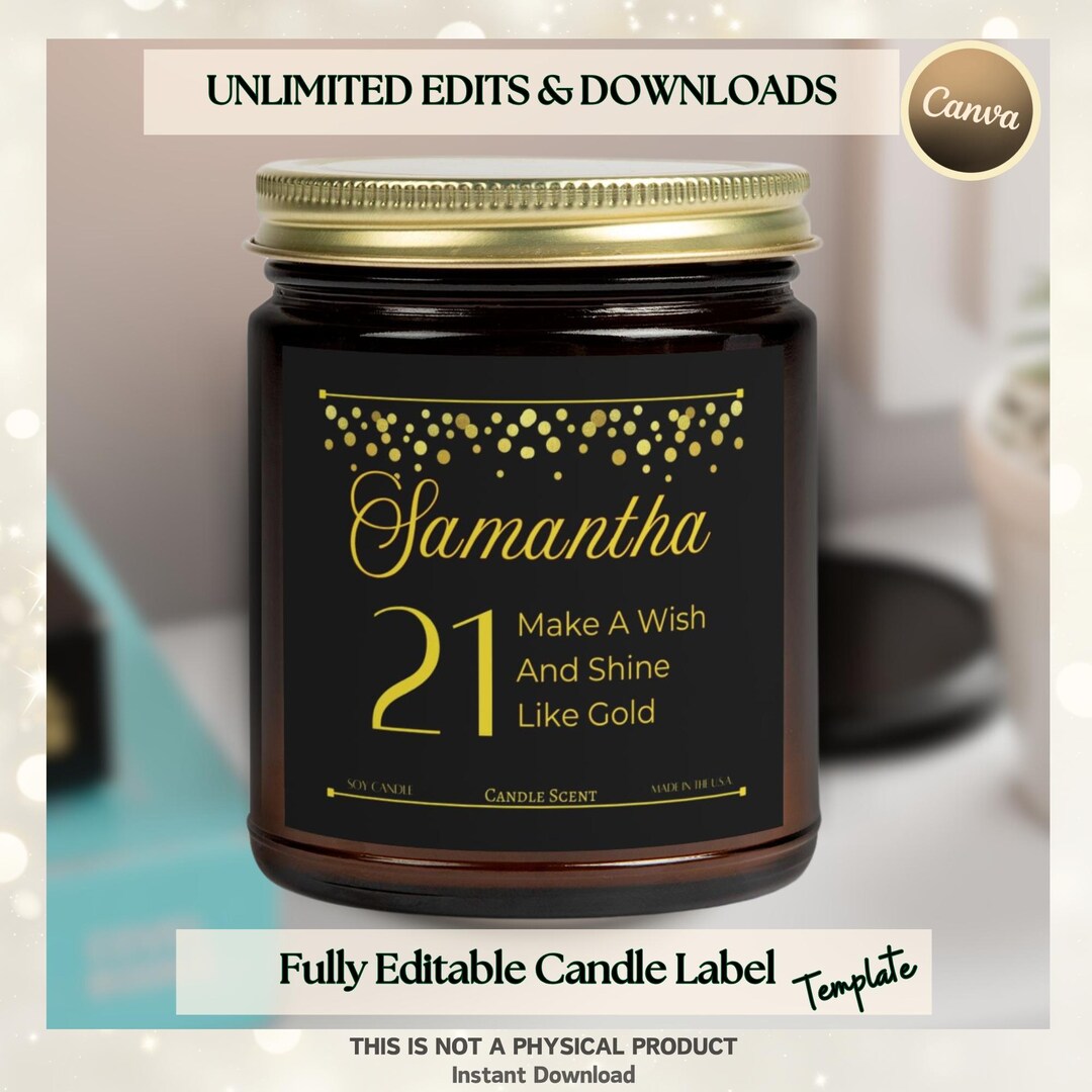 Personalized Birthday Candle Label Template Editable Canva Design for ...