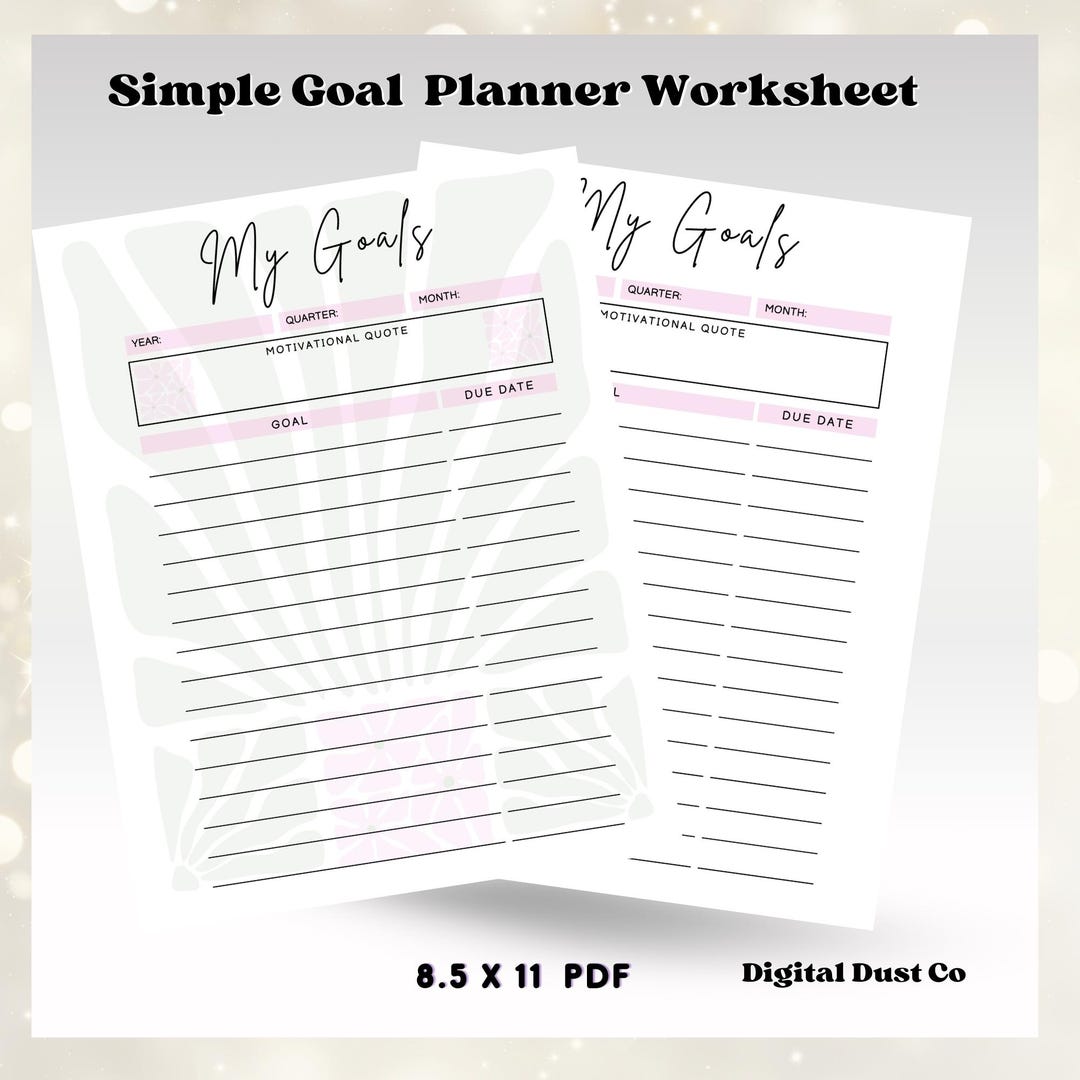 Minimalist Goal Planner Worksheet: Printable PDF (8.5 X 11 Letter Size ...