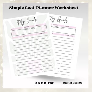 Printable Goal Planner Worksheet | Minimalist Goal Setting Template ...