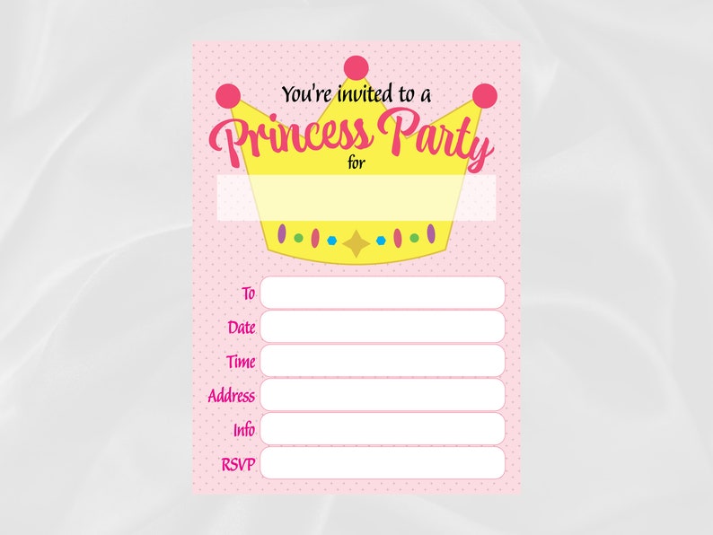 Princess Birthday Fill in Invitation, Printable, Instant Download - Etsy