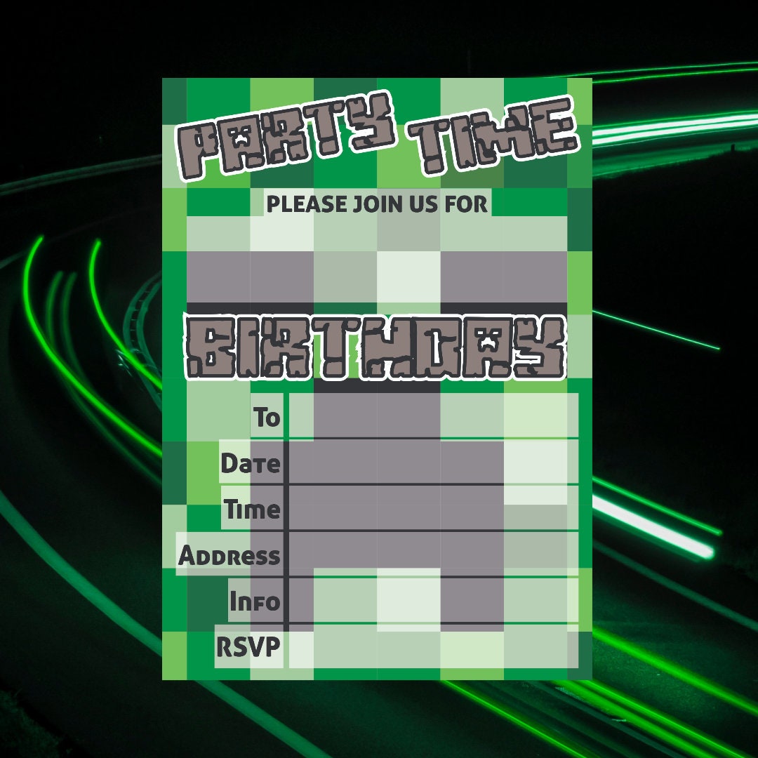 Pixel Gamer Birthday Fill in Invitation, Printable, Instant Download - Etsy