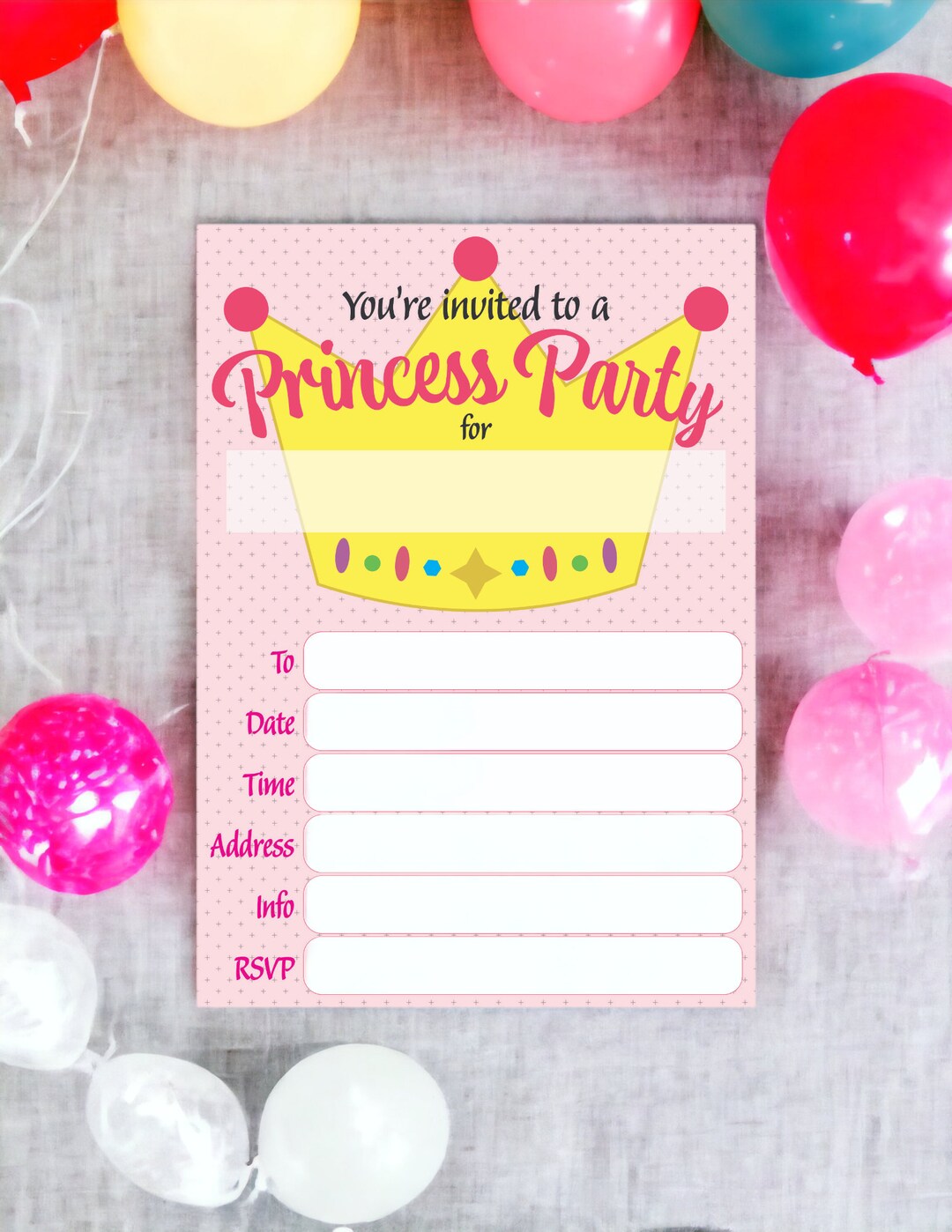Princess Birthday Fill in Invitation, Printable, Instant Download - Etsy