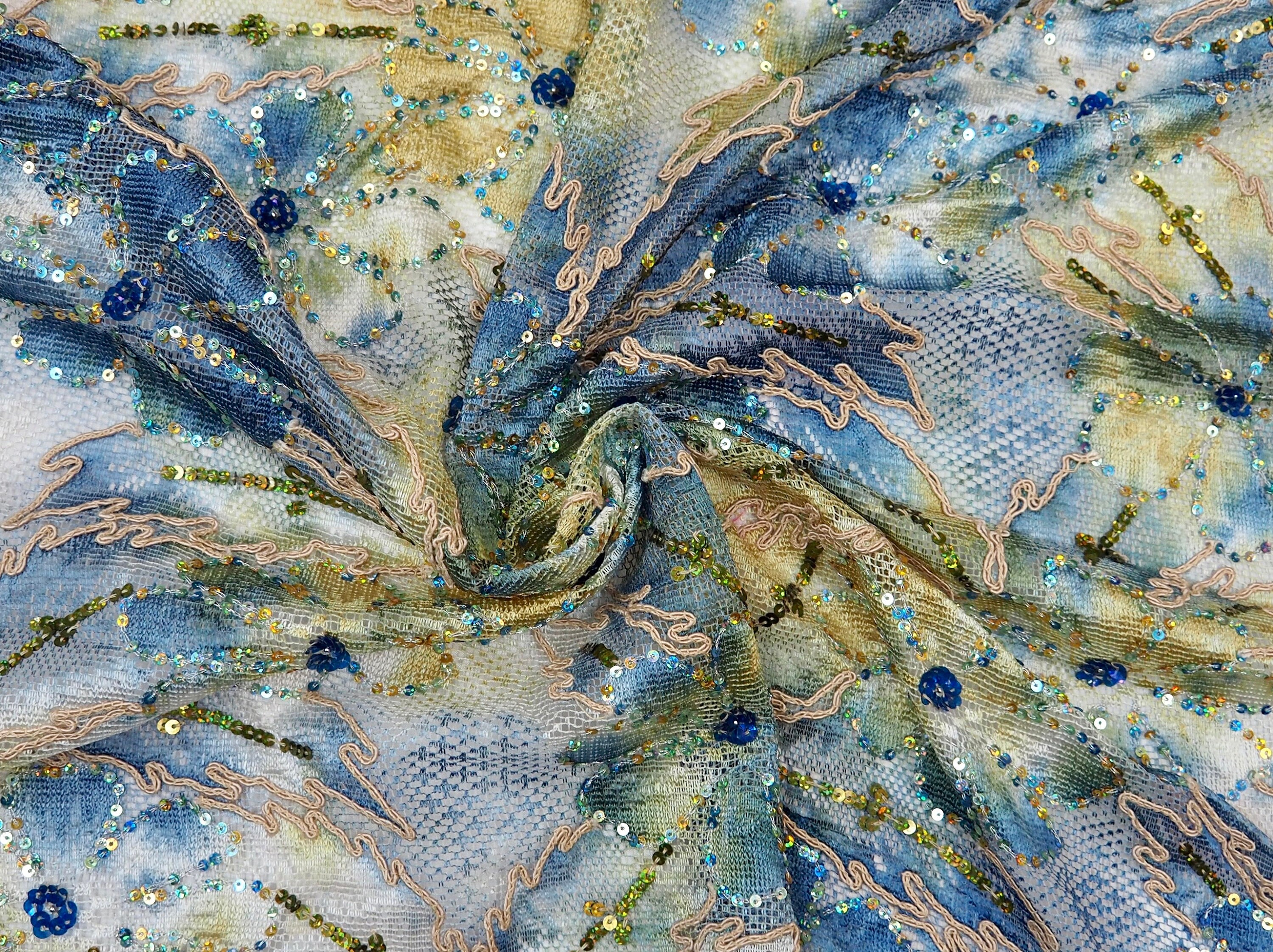 Tie Dye Embroidered Silk Netting - Etsy