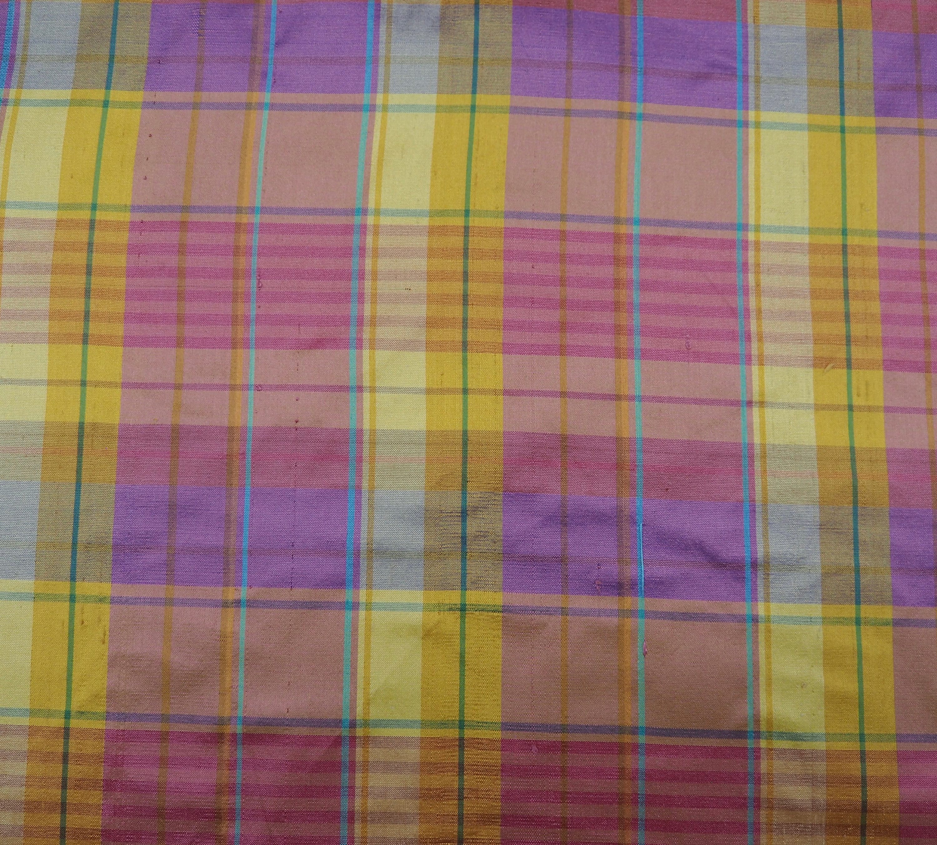 100% Silk Shantung Plaid - Etsy
