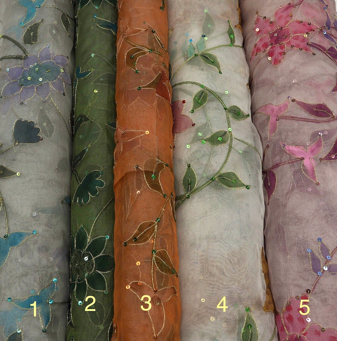 Beaded Embroidered Silk Organza Etsy
