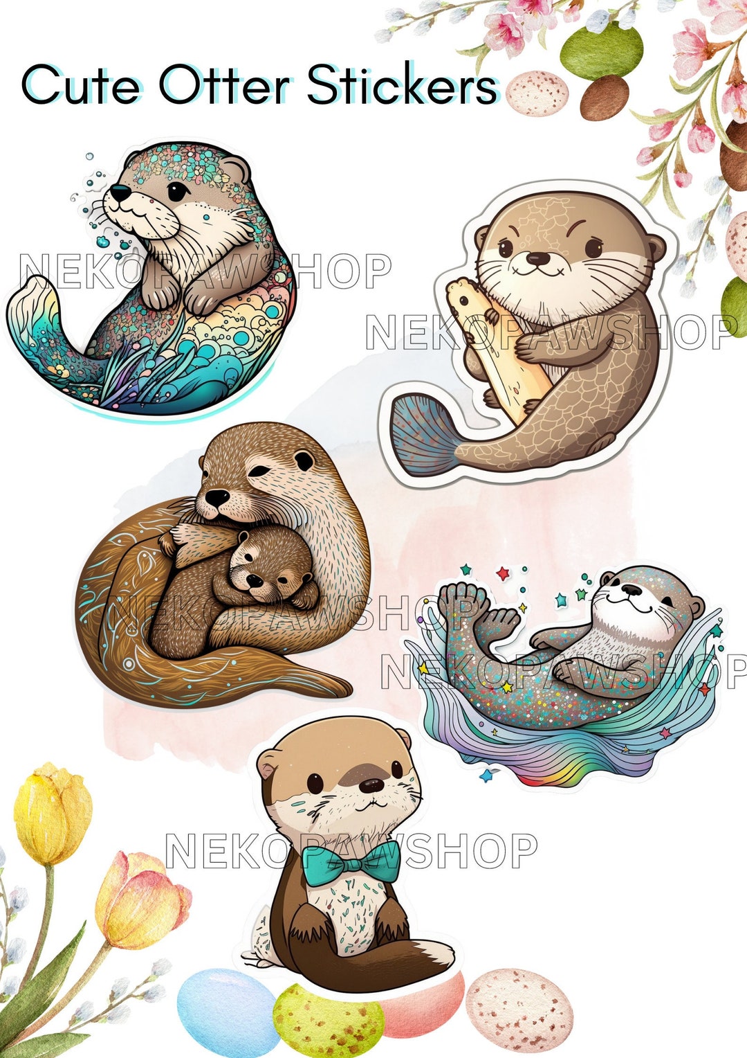 Cute Printable Otter Stickers - Etsy