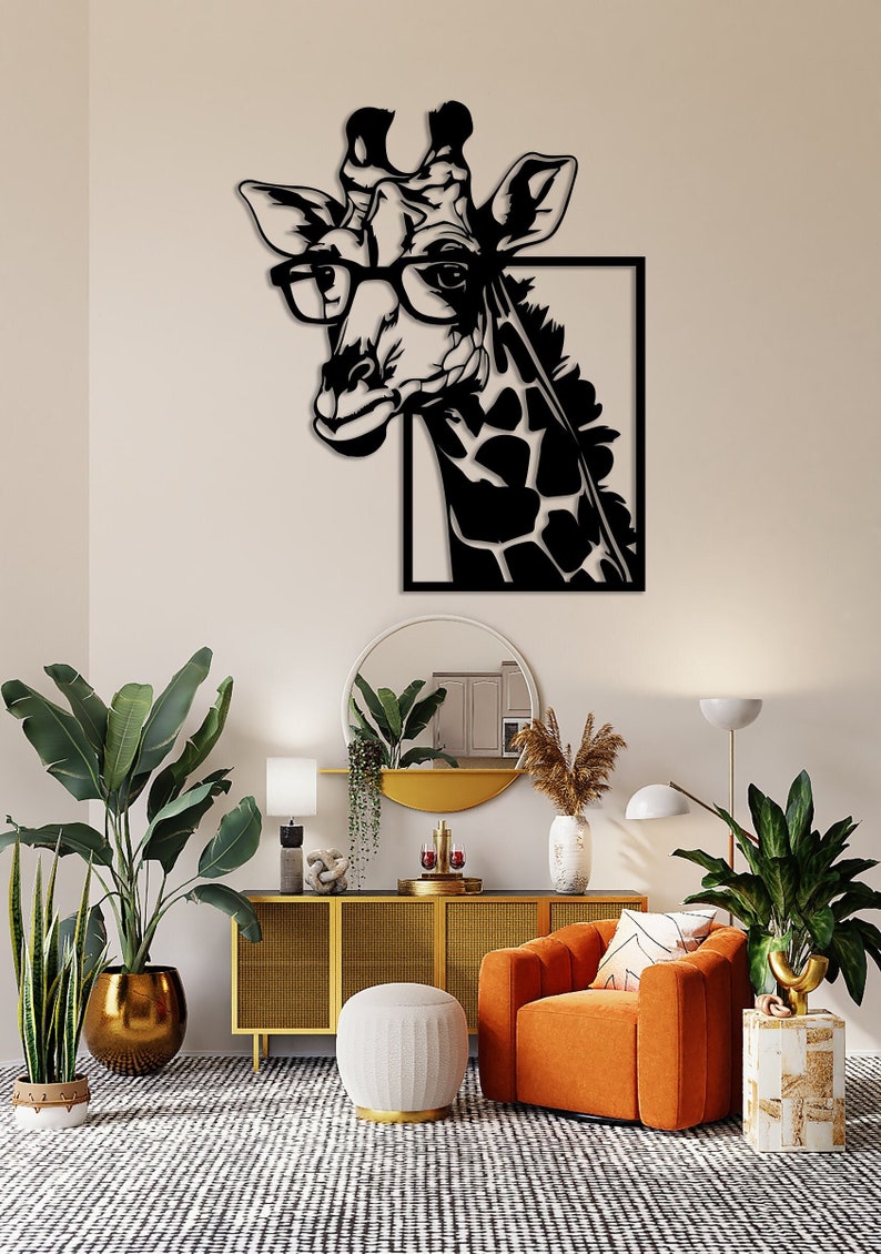 Giraffe With Glasses Cut Svg Dxf File Wall Sticker Pdf Silhouette ...