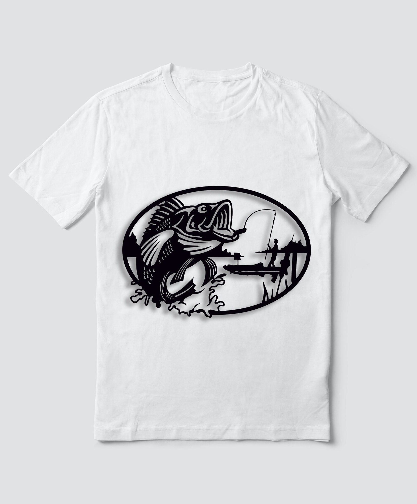 Fishing Fish Scene Svg Cut Dxf File Wall Sticker Pdf Silhouette ...