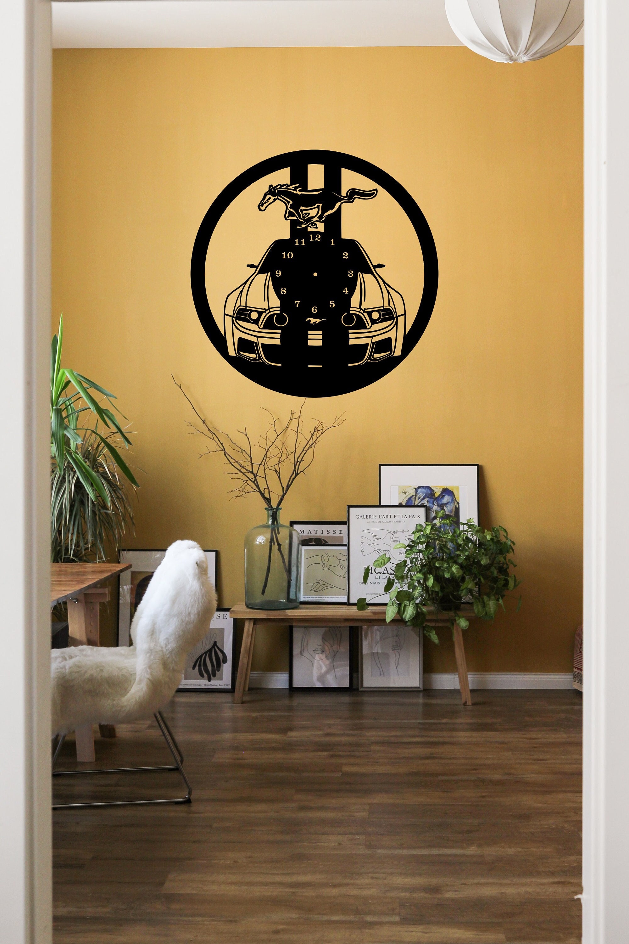 Ford Mustang Clock Design Svg Cut Dxf File Wall Sticker Pdf Silhouette ...