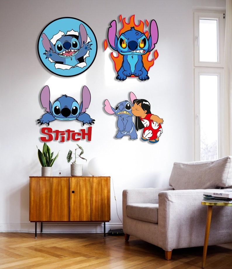 Lilo and Stitch Cartoon (4 Logo) Cut Svg Dxf File Wall Sticker Pdf ...