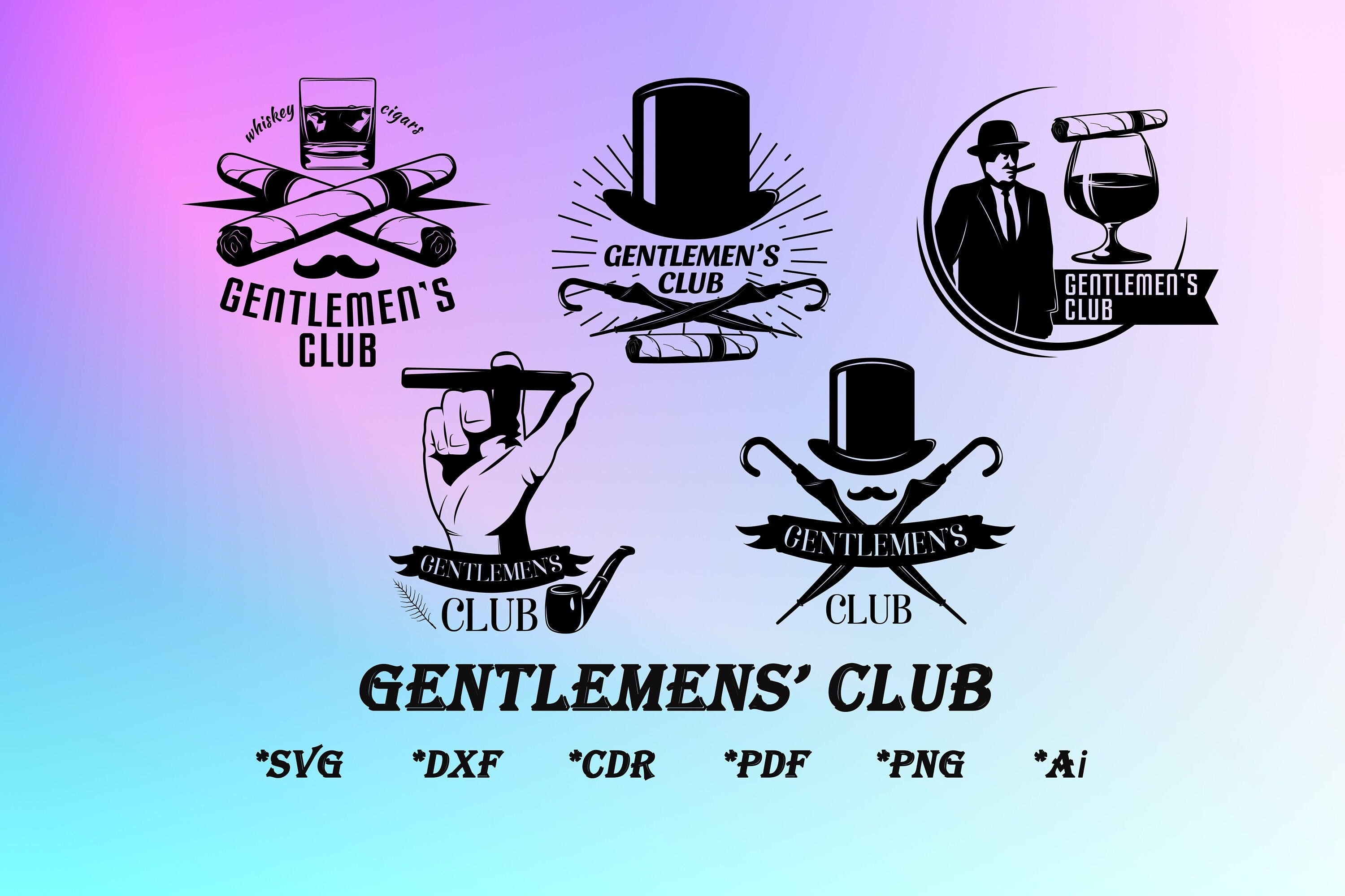 Gentlemen's Club (5 Pcs) Svg Cut Dxf File Wall Sticker Pdf Silhouette ...