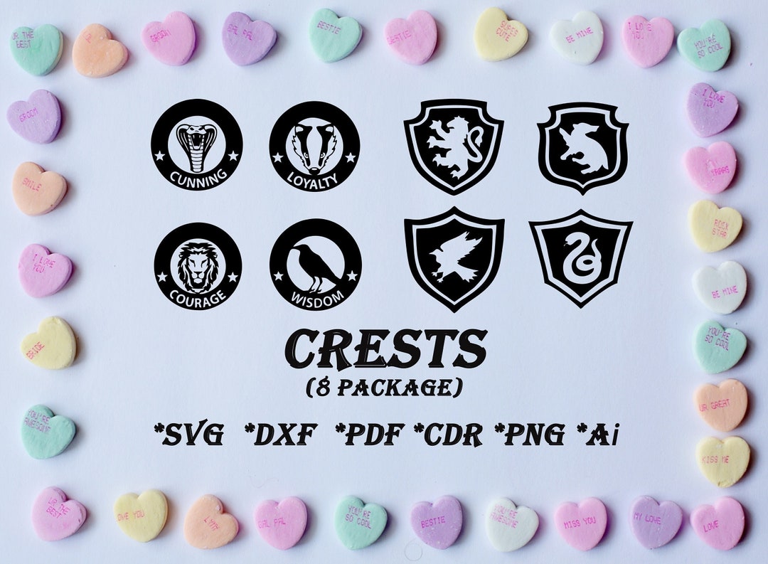 Crest 8 Bundle Svg Cut Dxf File Wall Sticker Pdf Silhouette Engraving ...