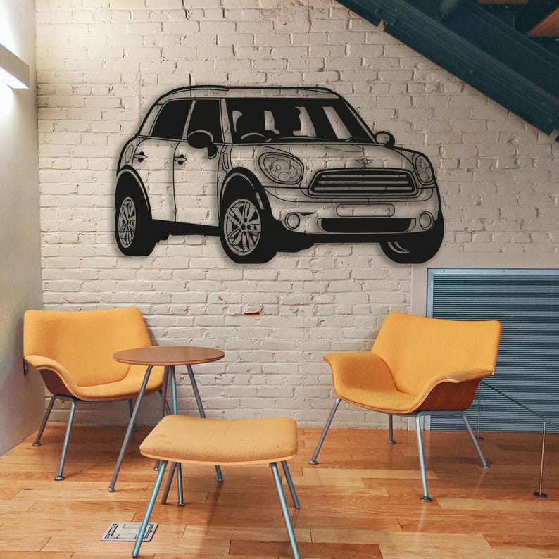 Mini Cooper Car Svg Cut Dxf File Wall Sticker Pdf Silhouette Engraving ...