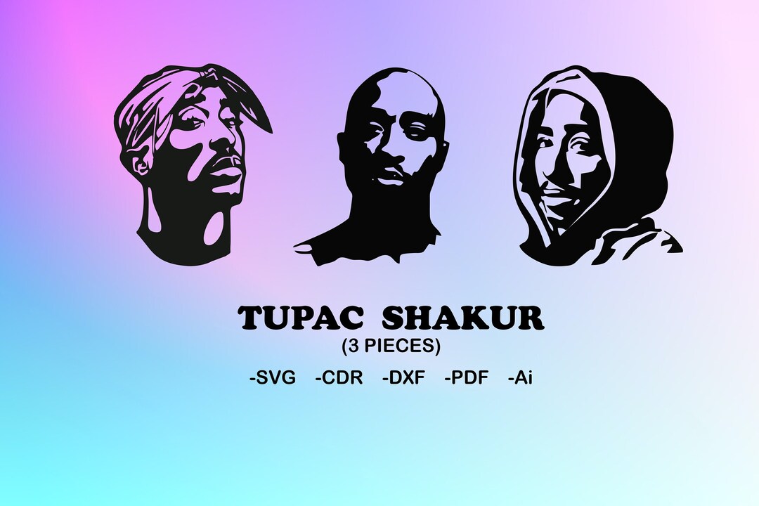 Buy Tupac Rapper Music Svg Cut Dxf File Wall Sticker Pdf Silhouette ...