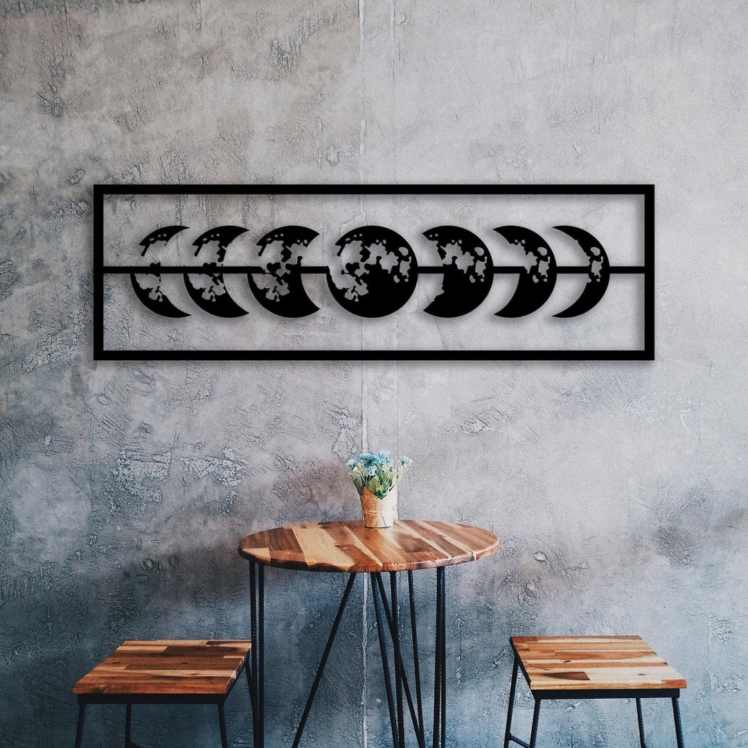 Phases of the Moon Design Cut Svg Dxf File Wall Sticker Pdf Silhouette ...