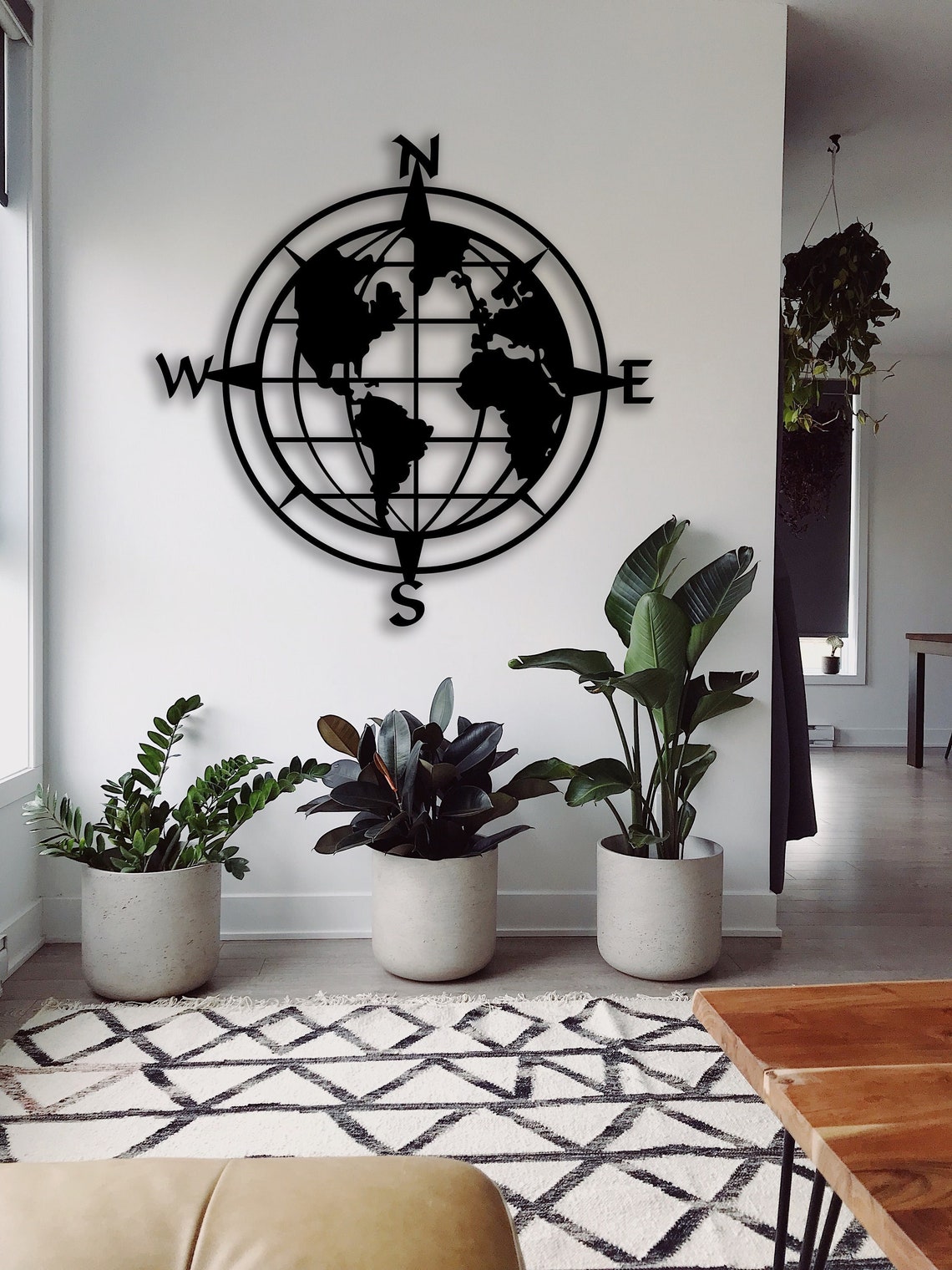 Compass Globe World Map Svg Cut Dxf File Wall Sticker Pdf Silhouette ...