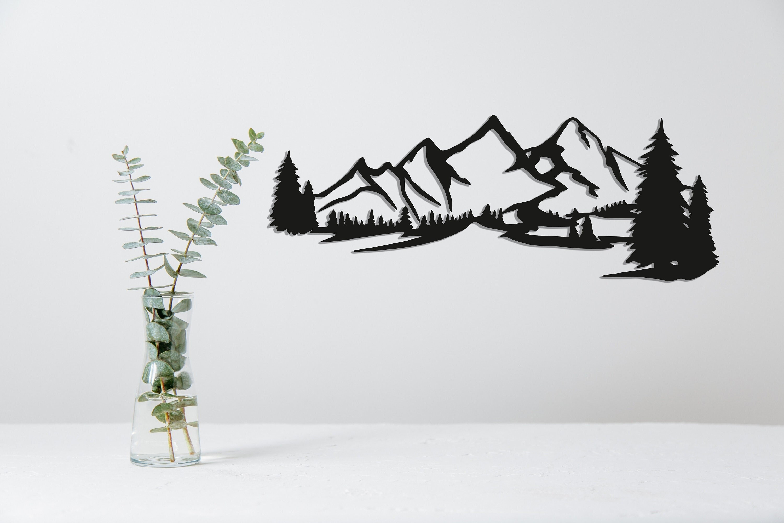 Mountain Cut Svg Dxf File Wall Sticker Pdf Silhouette Engraving ...