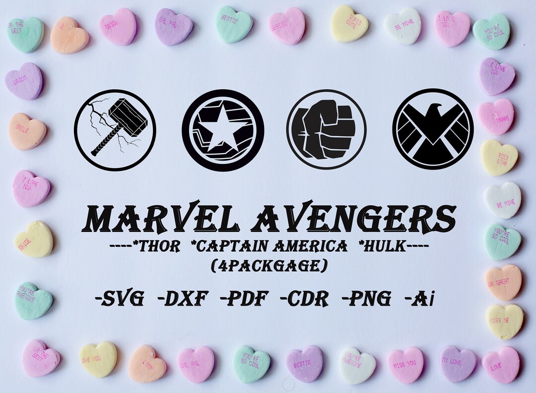 Marvel Avengers (4 Package) Svg Cut Dxf File Wall Sticker Pdf ...