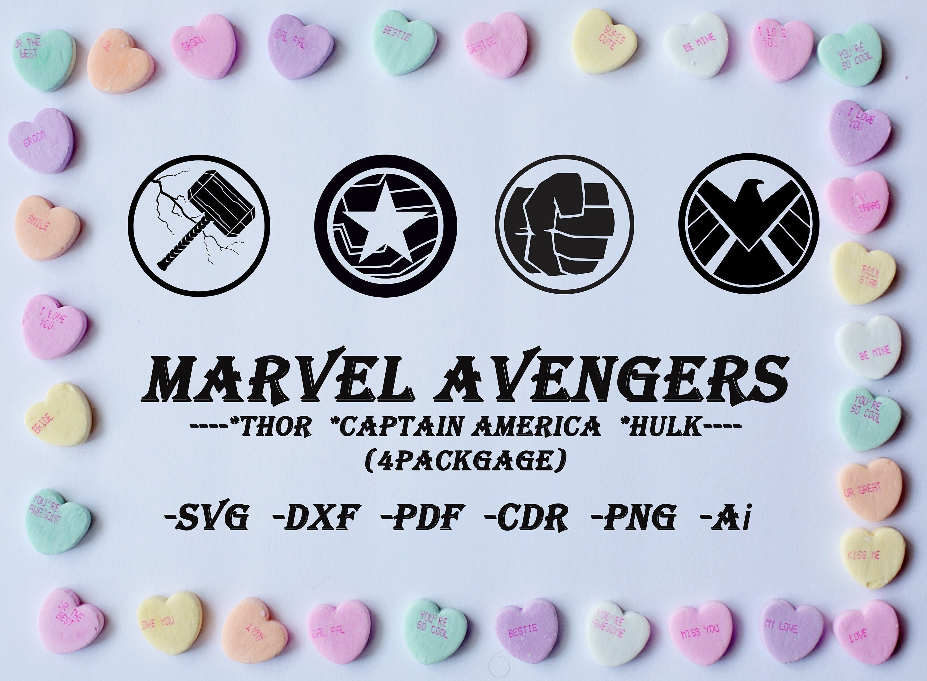 Marvel Avengers 4 Package Svg Cut Dxf File Wall Sticker Pdf Silhouette ...