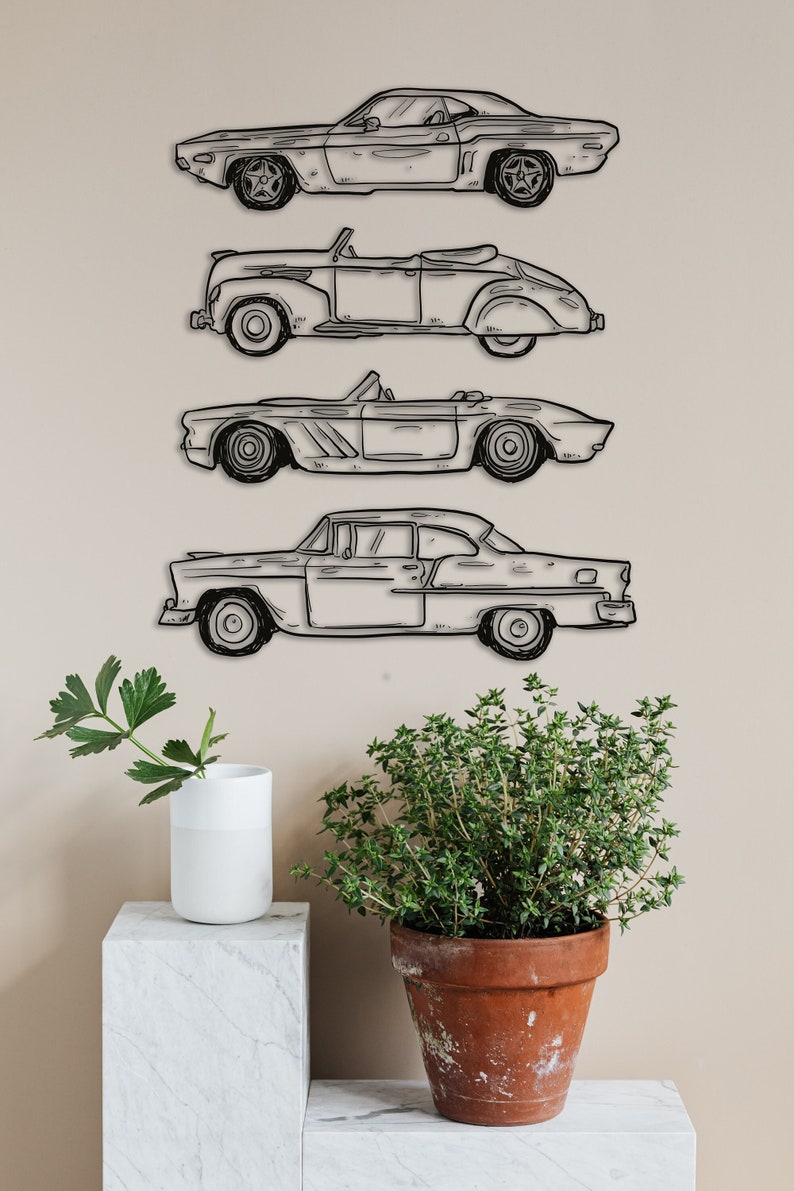 Hand Drawing Old Cars Svg Cut Dxf File Wall Sticker Pdf - Etsy
