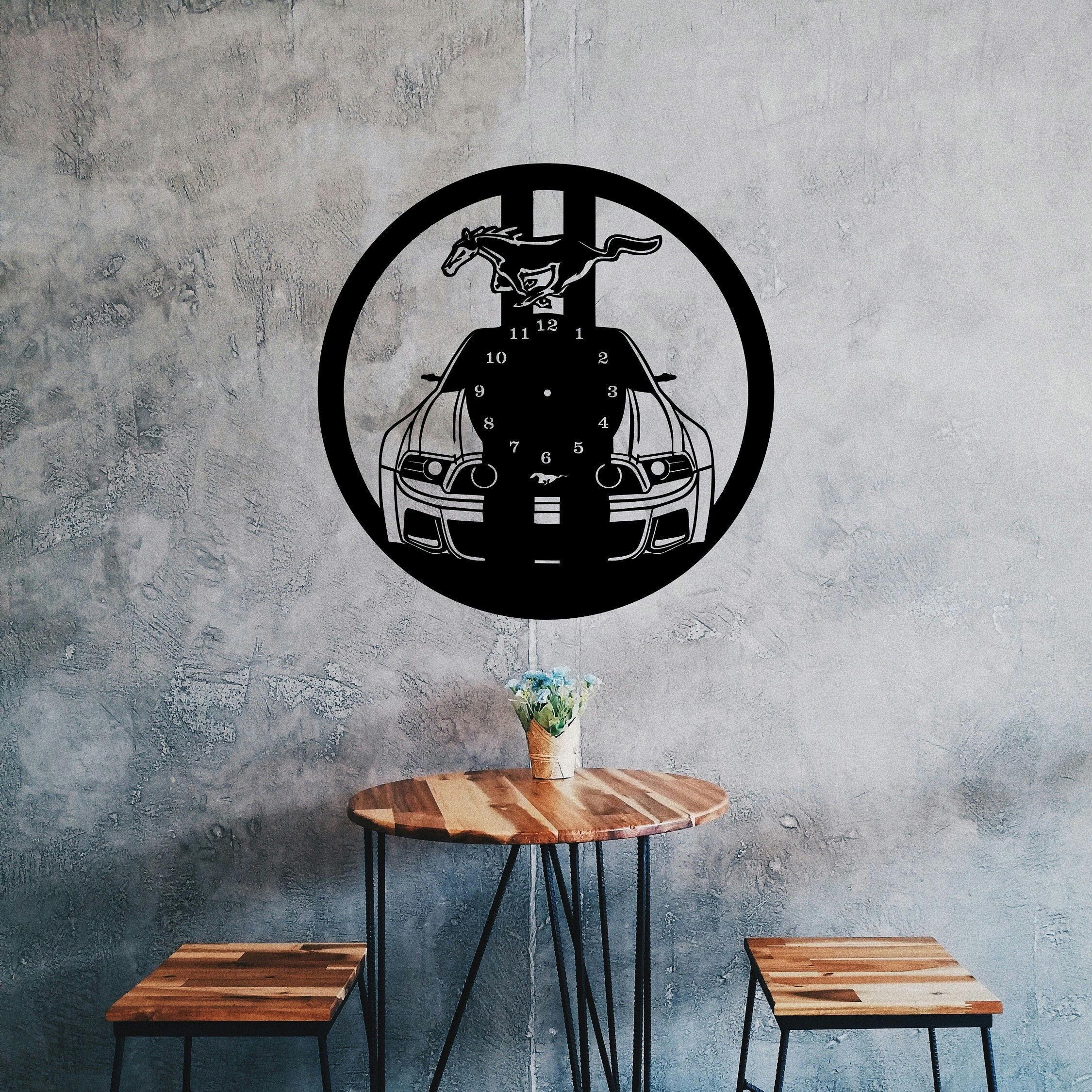 Ford Mustang Clock Design Svg Cut Dxf File Wall Sticker Pdf Silhouette ...