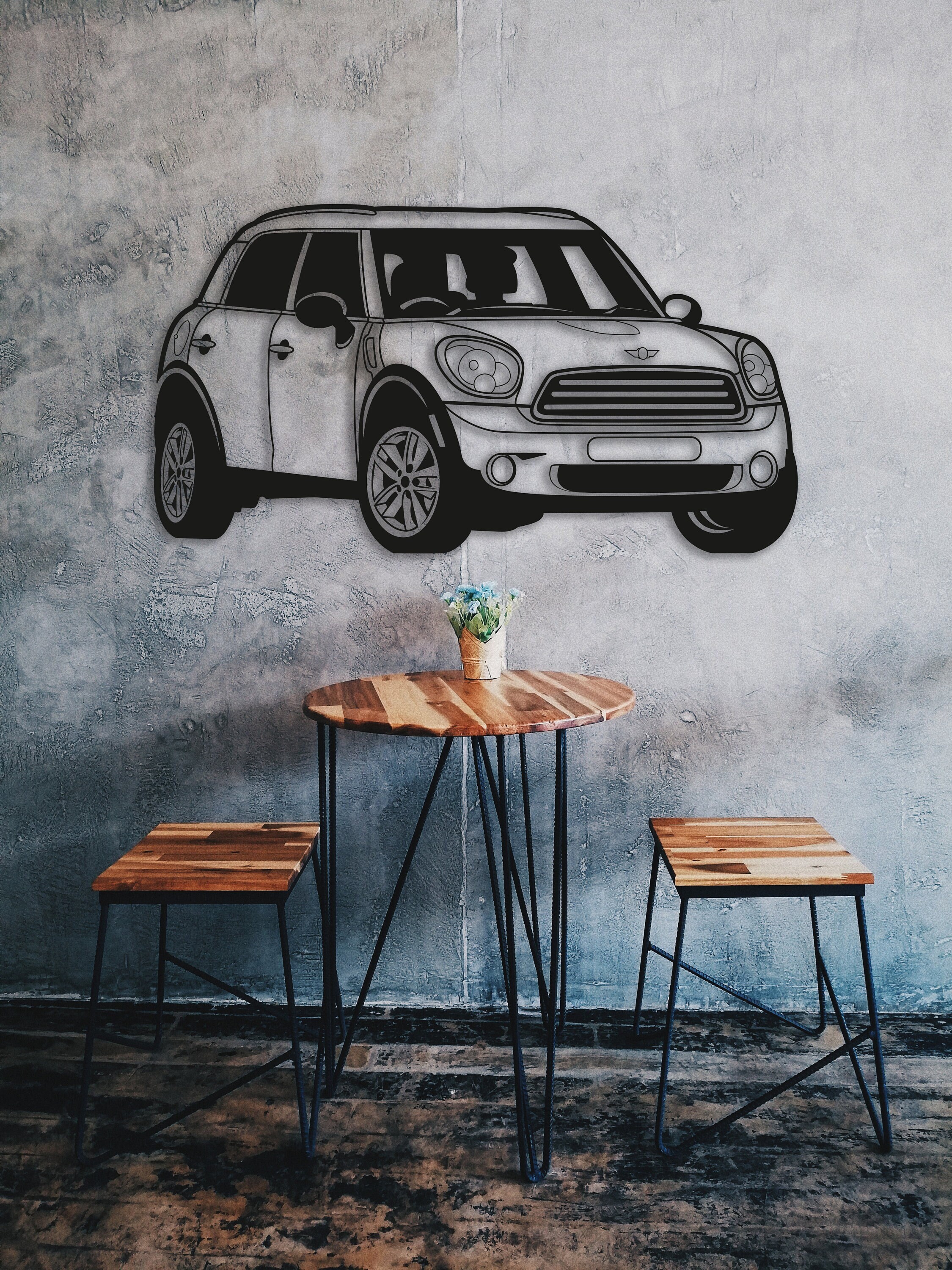 Mini Cooper Car Svg Cut Dxf File Wall Sticker Pdf Silhouette Engraving ...