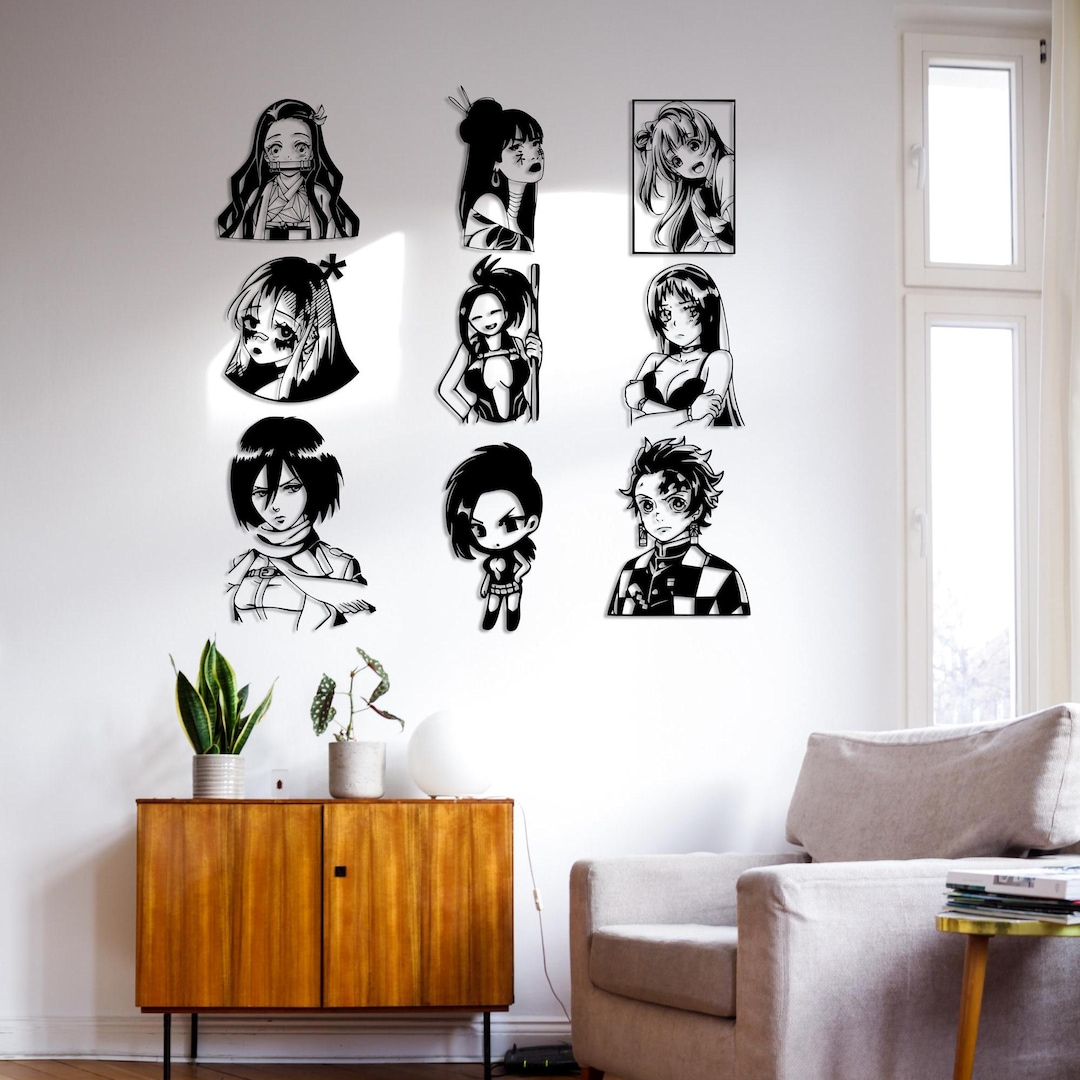 Anime Girls Svg Cut Dxf File Wall Sticker Pdf Silhouette Engraving ...