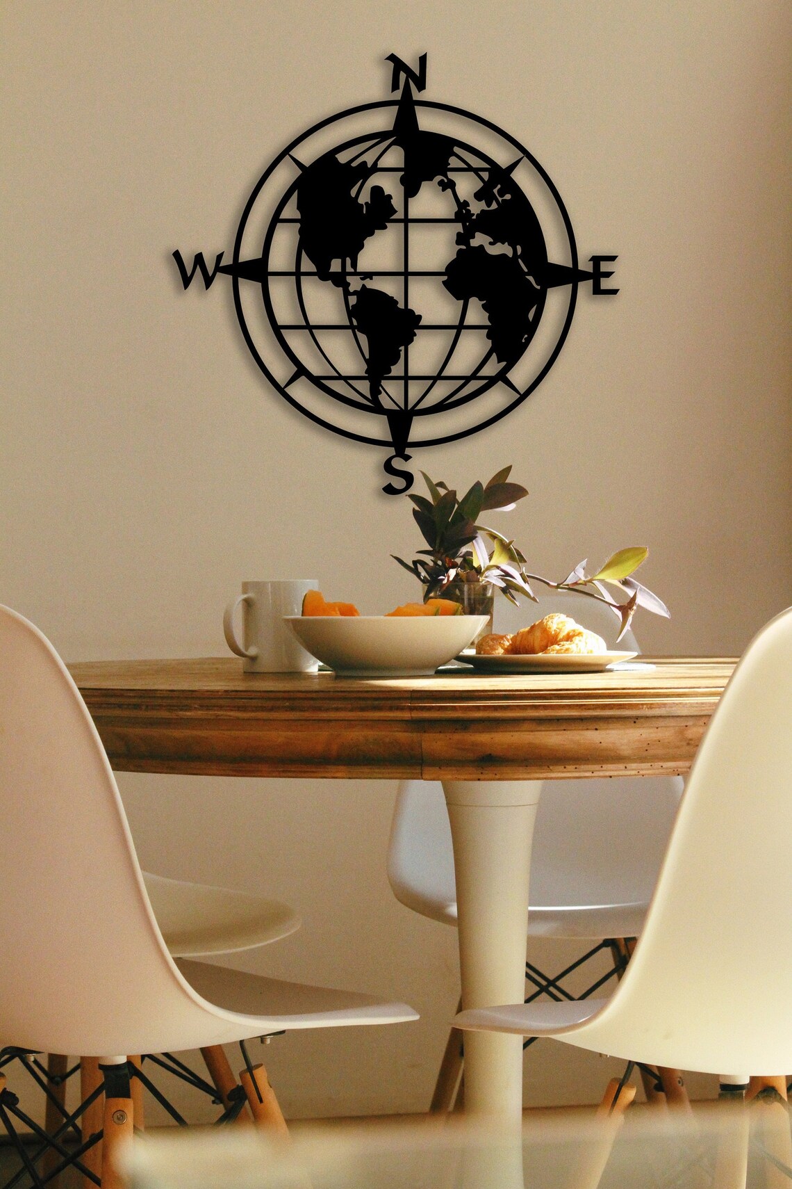 Compass Globe World Map Svg Cut Dxf File Wall Sticker Pdf Silhouette ...