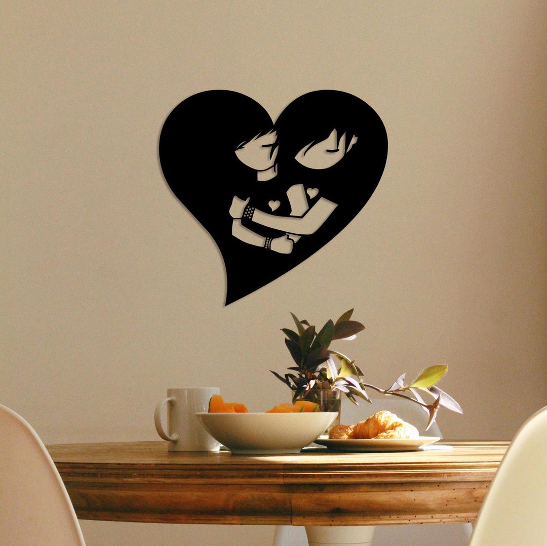 Heart Couple Svg Cut Dxf File Wall Sticker Pdf Silhouette Engraving ...