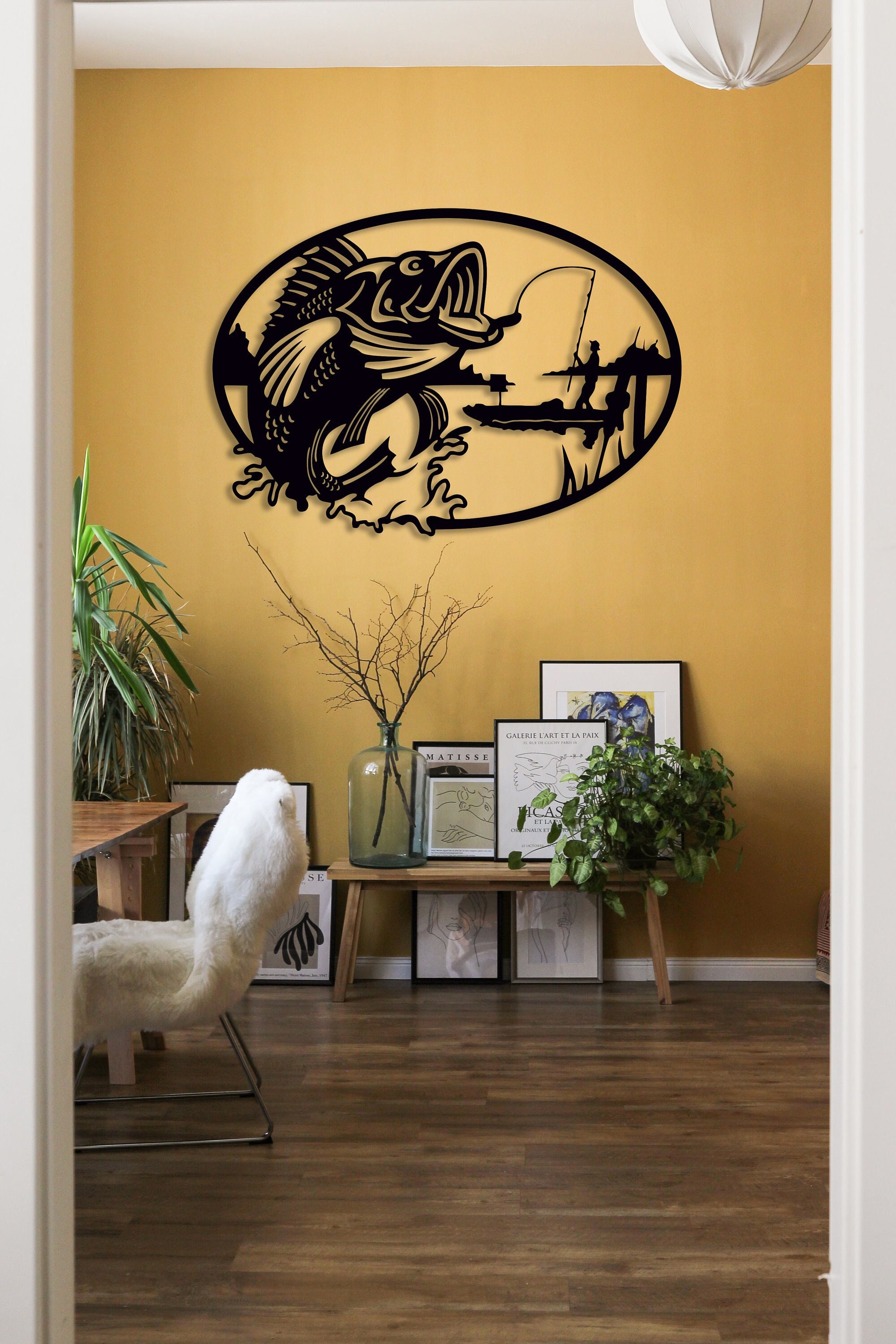 Fishing Fish Scene Svg Cut Dxf File Wall Sticker Pdf Silhouette ...