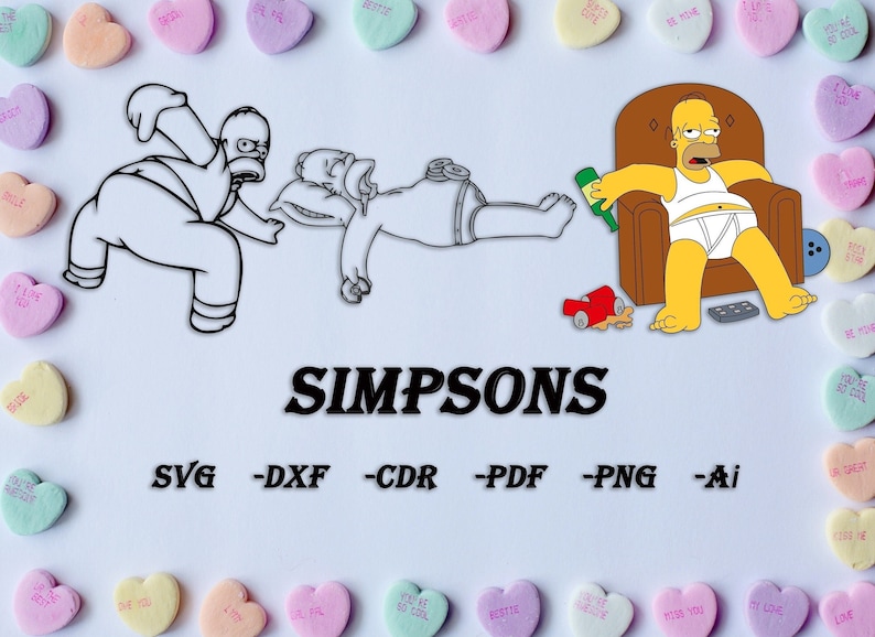 Simpsons Homer 3 Pcs Svg Cut Dxf File Wall Sticker Pdf - Etsy