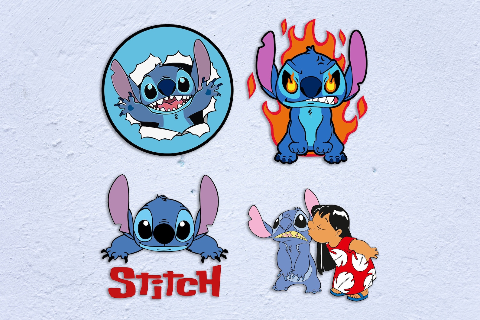 Lilo and Stitch Cartoon (4 Logo) Cut Svg Dxf File Wall Sticker Pdf ...