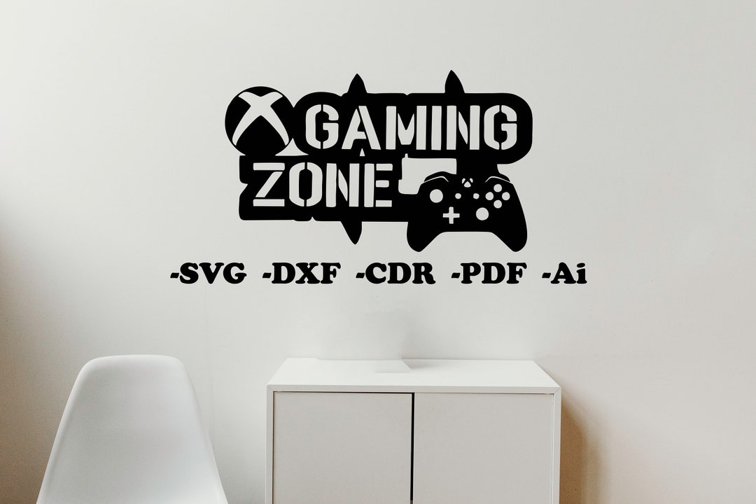 Gaming Zone Cut Svg Dxf File Wall Sticker Pdf Silhouette Engraving ...