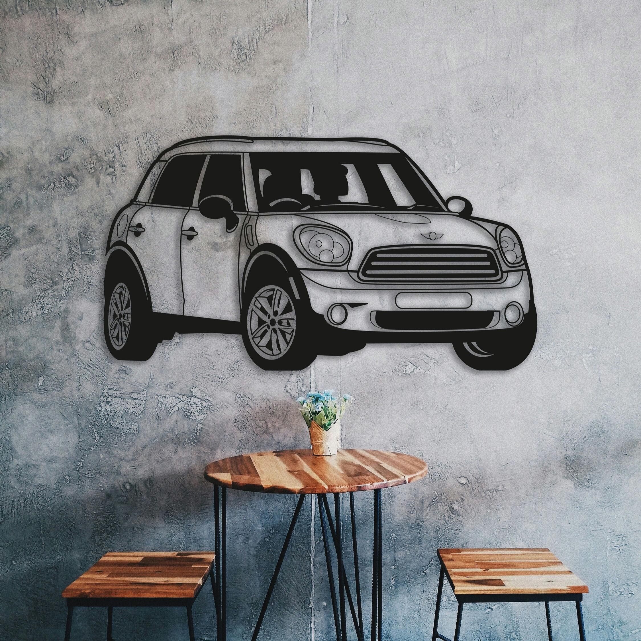 Mini Cooper Car Svg Cut Dxf File Wall Sticker Pdf Silhouette Engraving ...